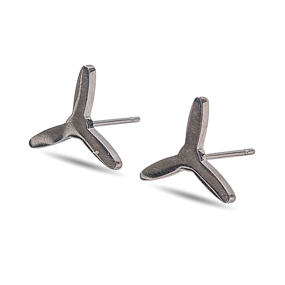 Silver-Finish Three-Bladed Propeller Stud Earrings – Shop EAA Merchandise