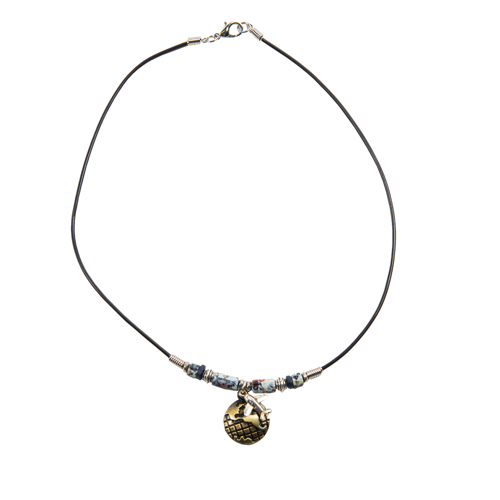 Beaded Leather Necklace with Airplane & Globe Charm – Shop EAA Merchandise