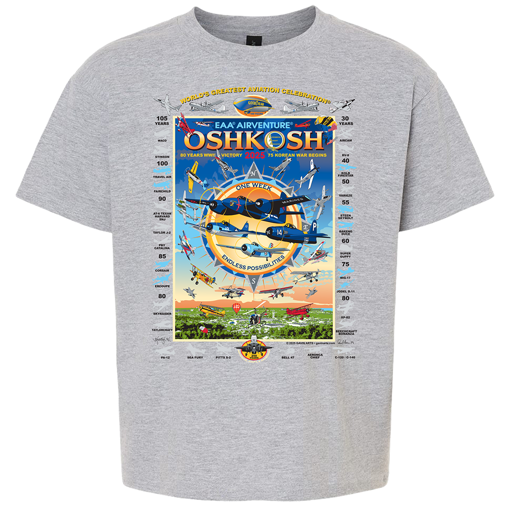 EAA Youth AirVenture Oshkosh 2025 Event T-Shirt, Grey – Shop EAA ...