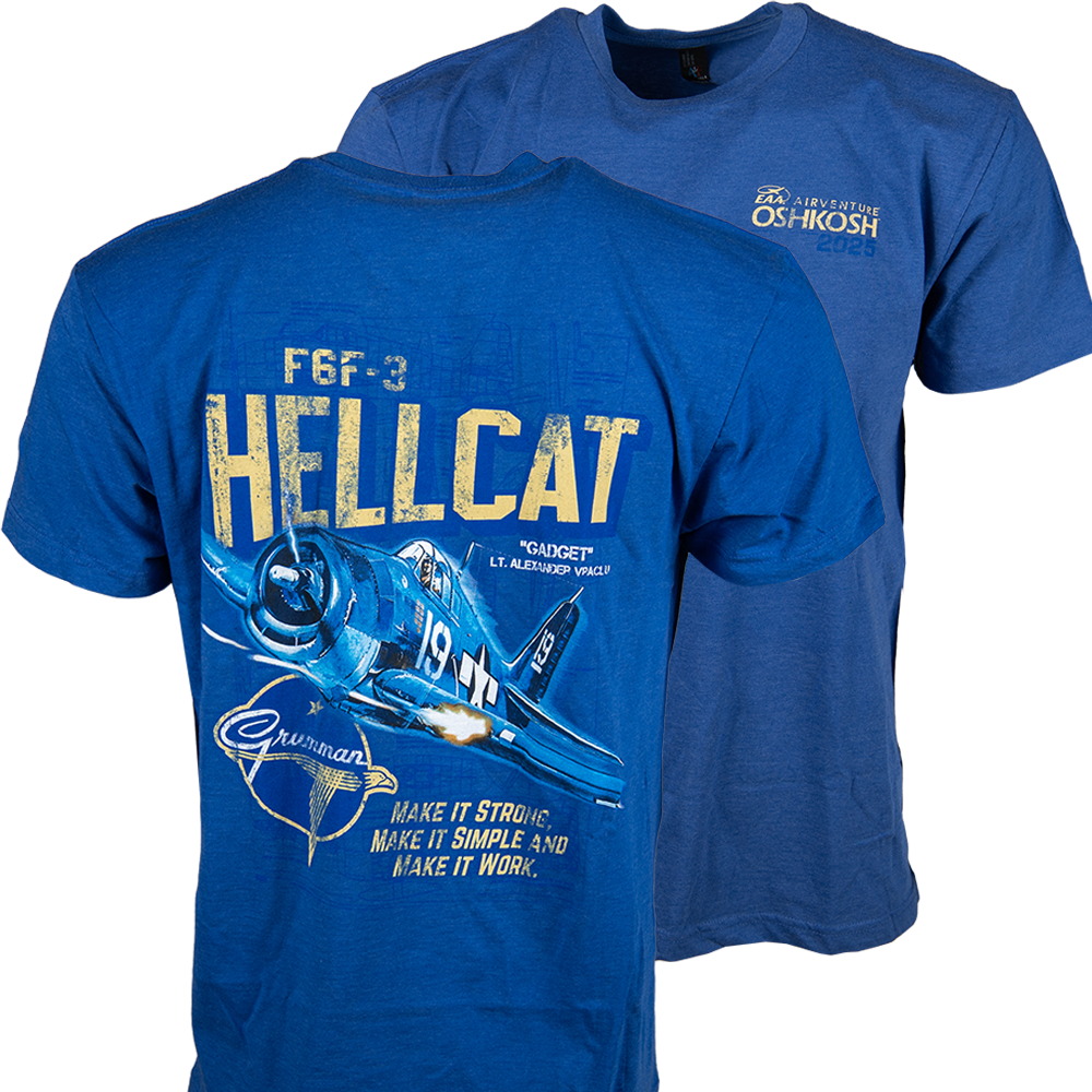 EAA AirVenture Oshkosh 2025 F6F-3 Hellcat T-Shirt, Blue – Shop EAA ...